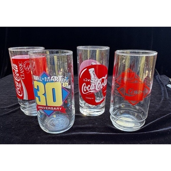 Coca Cola | Dining | Set Of 4 Coca Cola Colored Coca Cola Glasses ...
